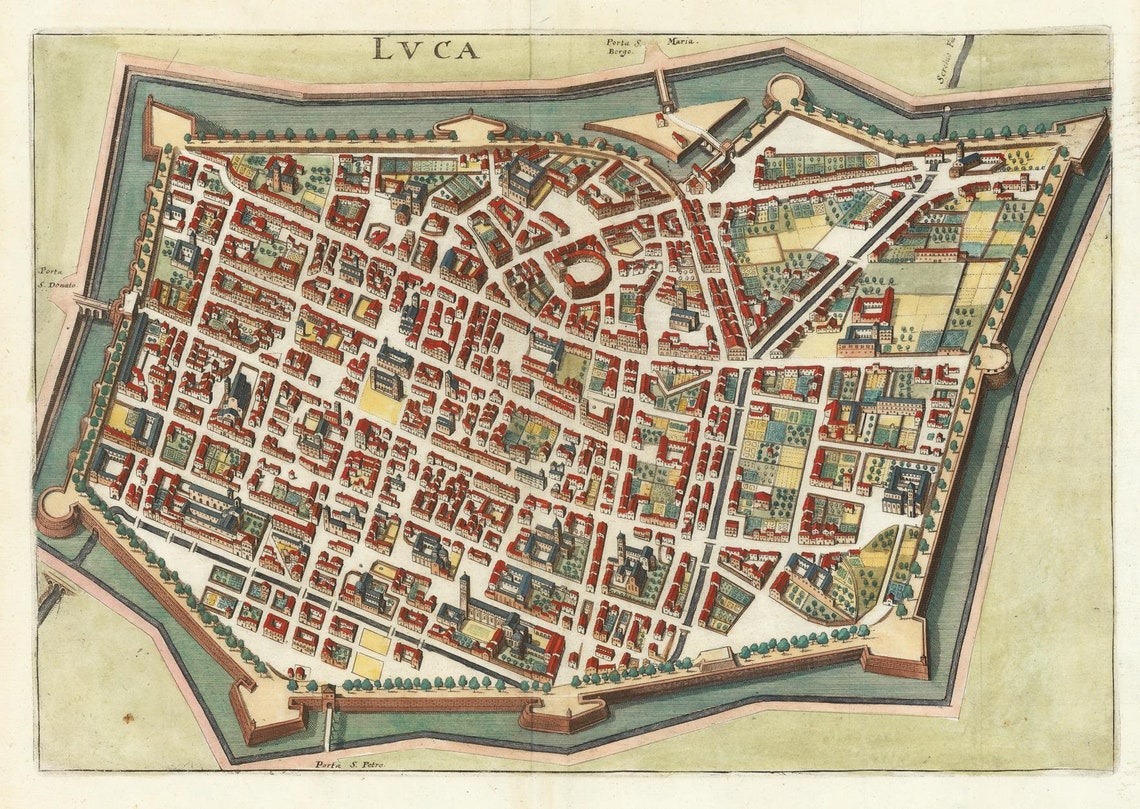 Lucca Tuscany Map Print 1638: Extremely Rare Fine Art Reproduction - Etsy