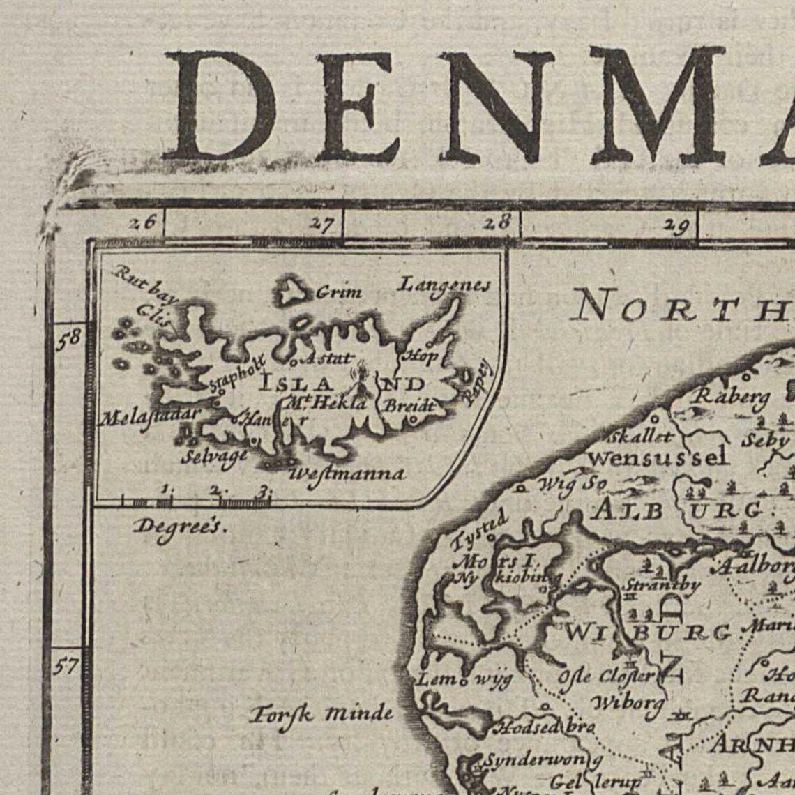 Antique Map of Denmark 1700 Old Map Fine Reproduction - Etsy