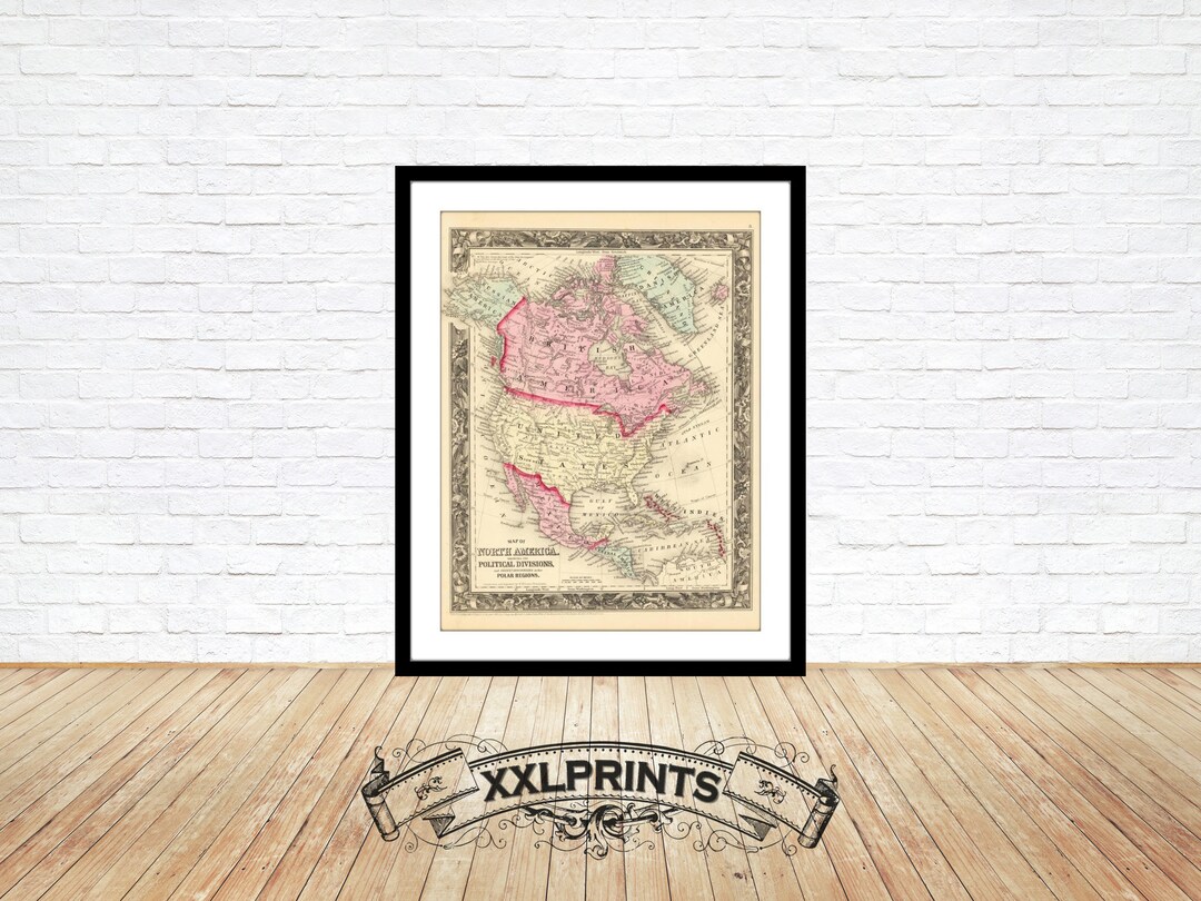 1860s North America Map: Political Divisions, Fine Art Print - Etsy