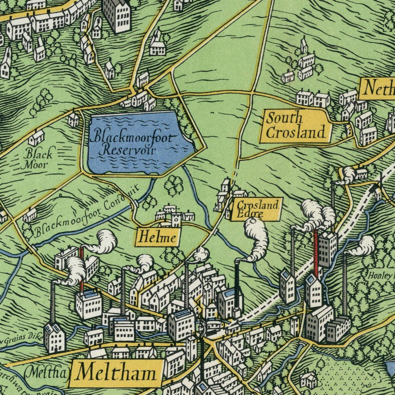 Old Map of the Colne Valley Cloth District 1946 Fine - Etsy UK
