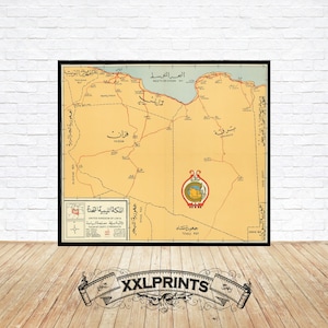 1960s Libya Map Art Print: Vintage Arabic Language Fine Art - Etsy