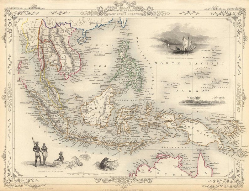 Old Map of Malay Archipelago East India Islands 1851 - Etsy Old Map of Malay Archipelago East India Islands 1851 - Etsy
