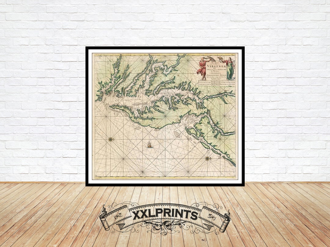 Virginia & Chesapeake Map Print: 1687 Rare Fine Reproduction - Etsy