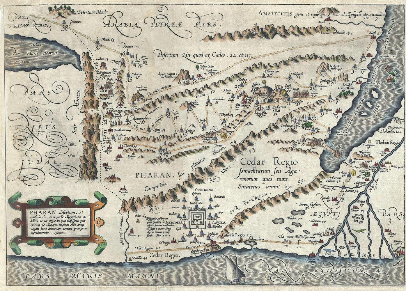 Old Map of Holy Land Desert of Paran 1590 Very Rare 12 - Etsy
