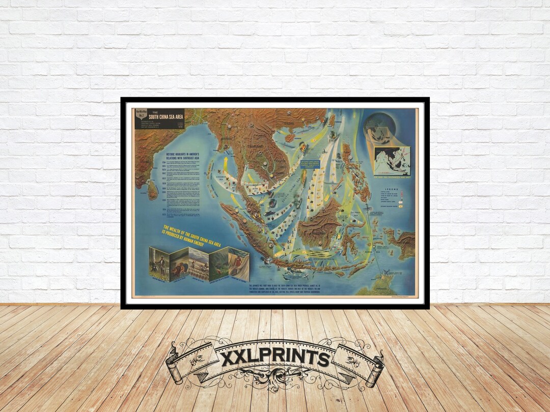 Southeast Asia Map Print: 1944 WWII Fine Art Reproduction - Etsy
