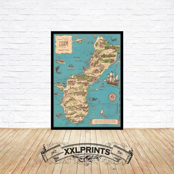 Antique Map of Guam - Etsy