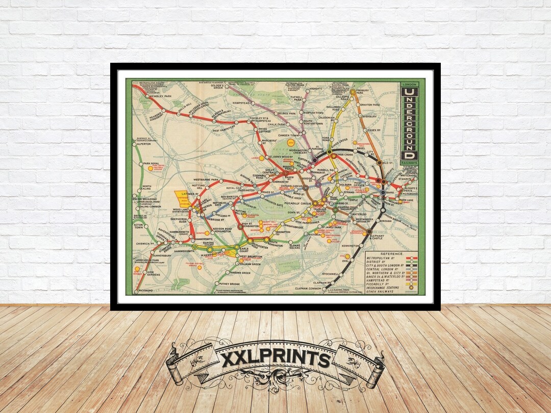 1912 London Underground Map Print: Rare Antique Reproduction - Etsy