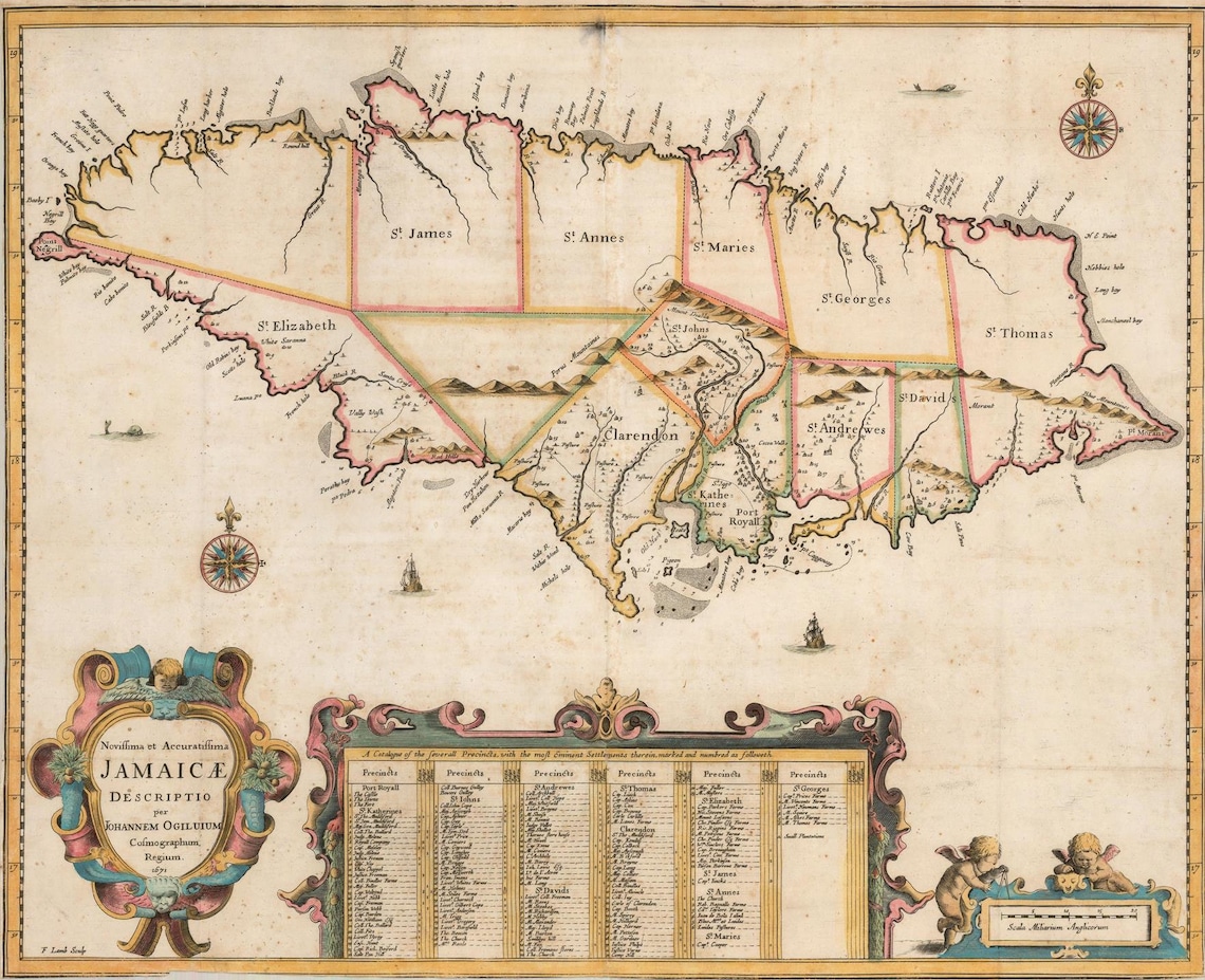 Ancient Map of Jamaica 1671 Old Map Very Rare Fine - Etsy Canada