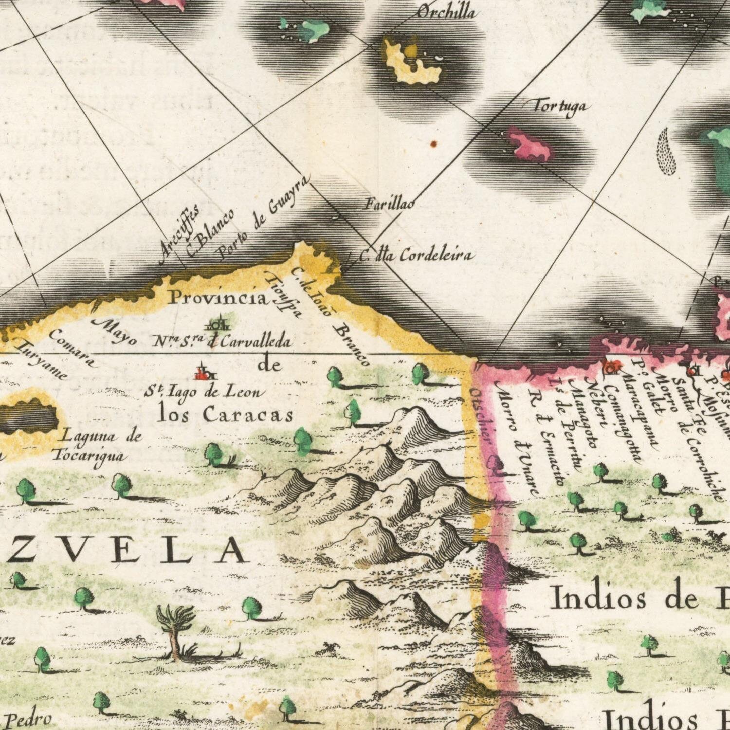 Old map of Venezuela 1640 ancient map very rare fine | Etsy