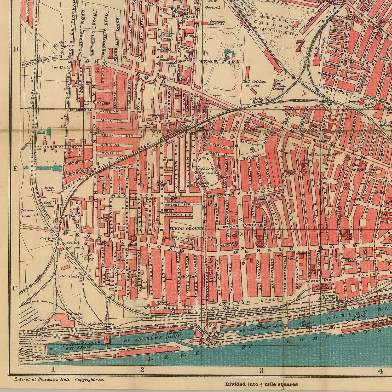 Antique Map of Hull 1890: Vintage City Plan Fine Art Print - Etsy