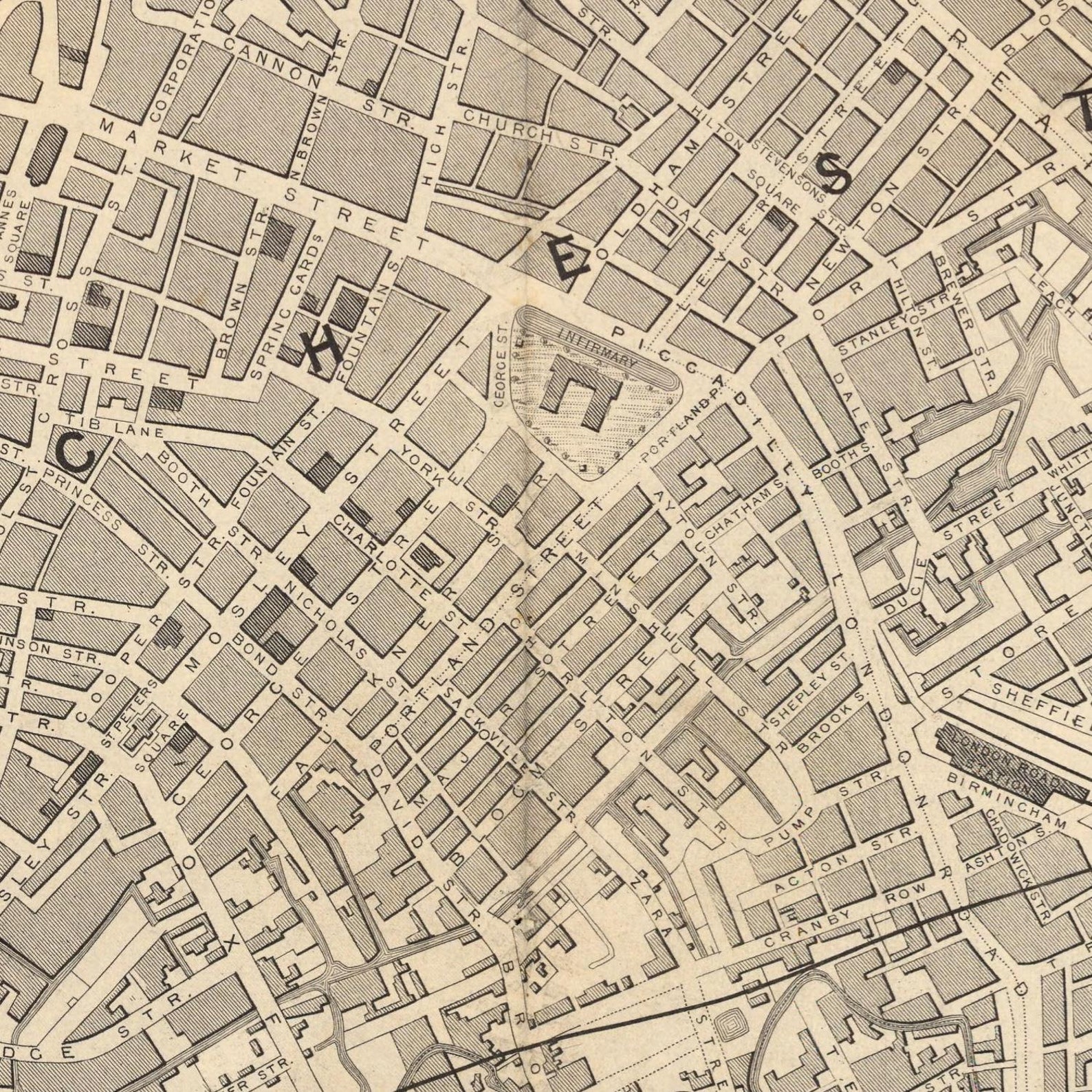 Manchester Map Print: 1851 Antique City Plan, Fine Art Reproduction ...