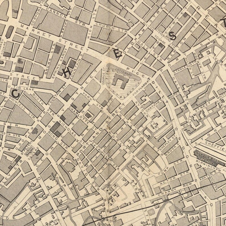 Manchester Map Print: 1851 Antique City Plan, Fine Art Reproduction - Etsy