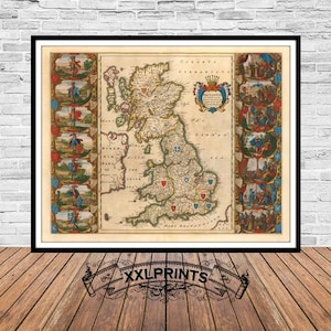 Britannia Map Print: 1640 Antique United Kingdom Reproduction - Etsy