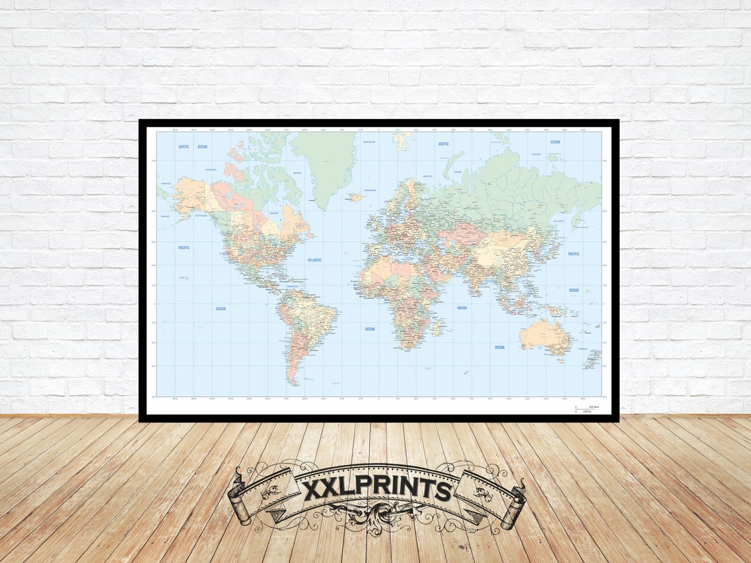 Political Map of the World, Large Map - Etsy