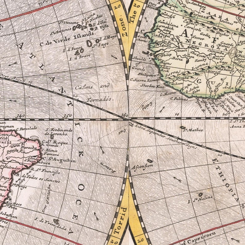 Old Map of the World 1715 Rare Map Ancient Fine - Etsy