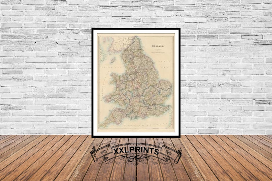 Antique England Map Print: 1884 Fine Art Reproduction - Etsy