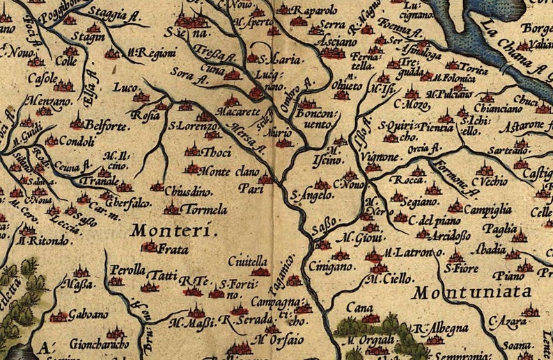 Antique Map of Tuscany Italy 1521 Extremely Rare Map Huge | Etsy