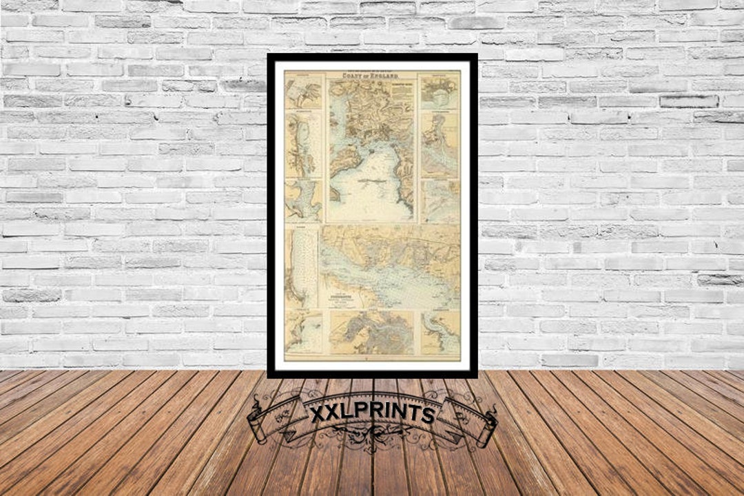South East England Map Print: 1872 Antique Ports & Harbours - Etsy