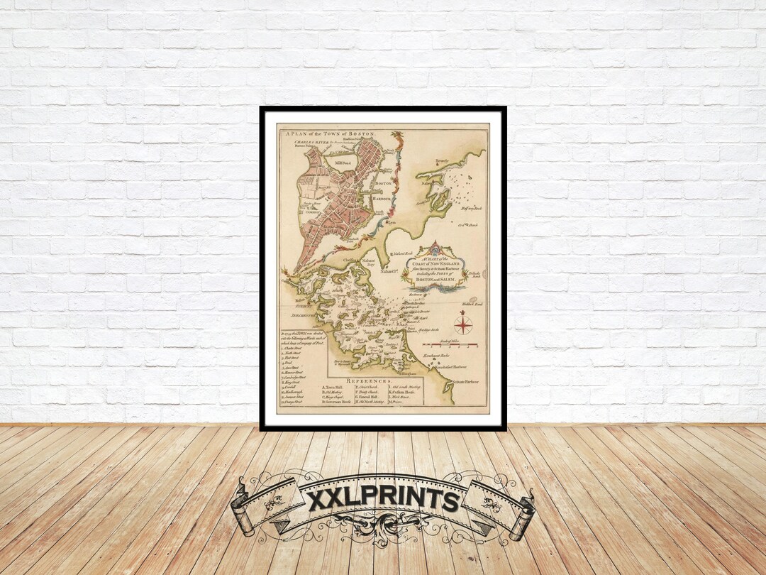 Boston 1774 Map Print: Antique City Plan Reproduction - Etsy