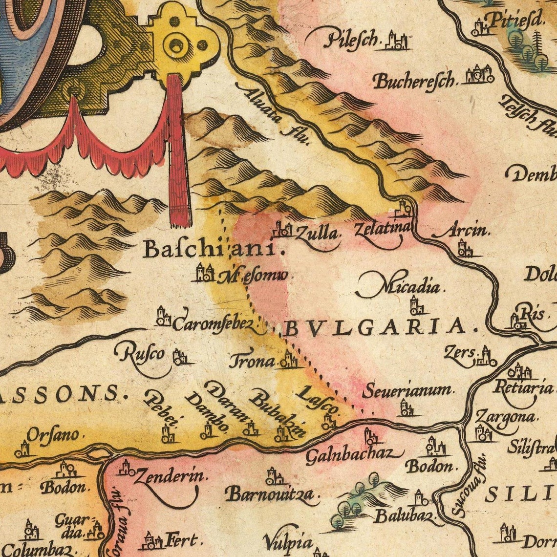 Ancient Map of Walachia Moldova Thracia 1603 Very Rare Map - Etsy