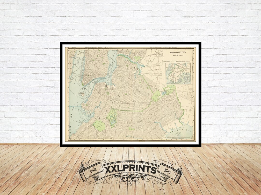 Buy Old Map of Brooklyn and Vicinity, 1906, Fine Reproduction, Large ...