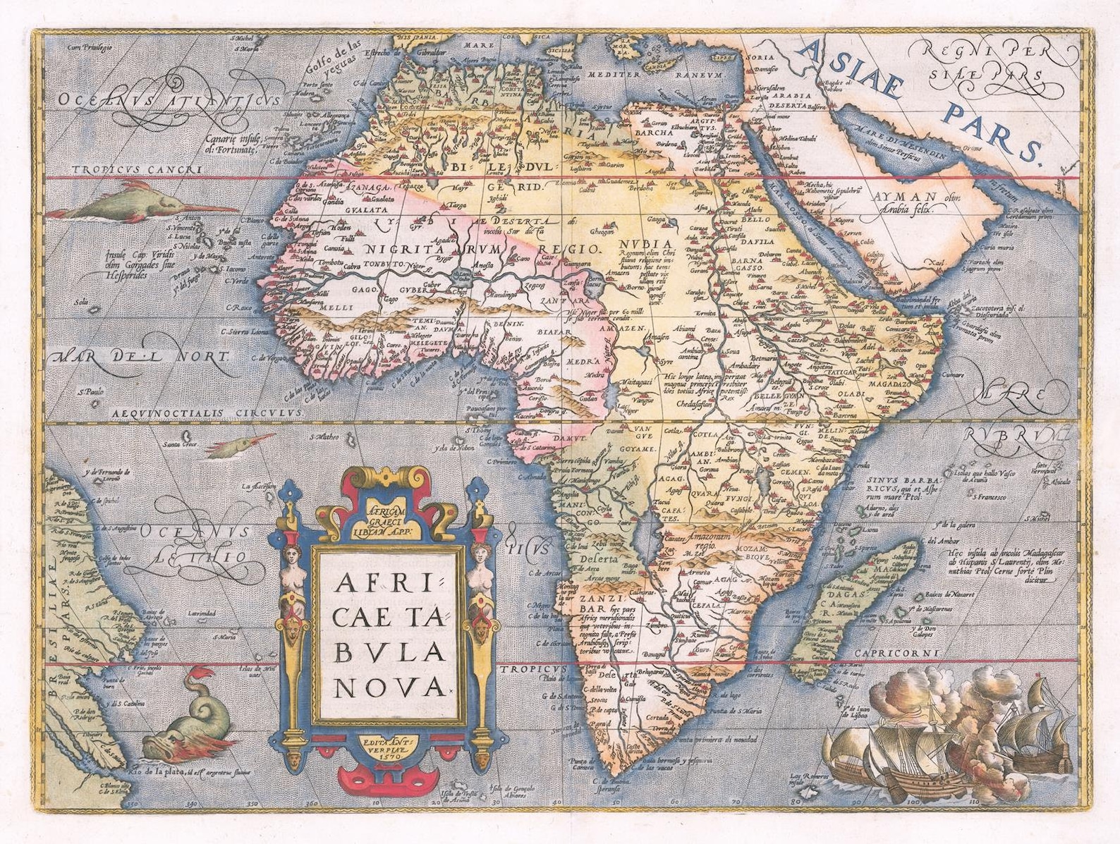 Ancient map of Africa 1584 very rare beautiful map fine | Etsy