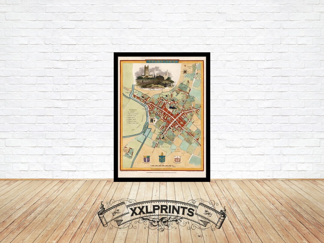Old Map of Glocester, 1805, Very Rare Map, City Plan, Antique Map ...