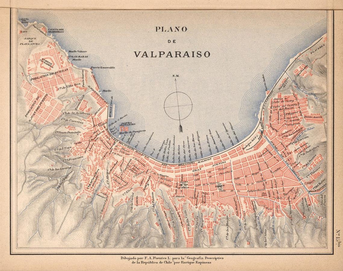 Old Map of Valparaiso Chile 1903 Rare Map City Plan Fine | Etsy