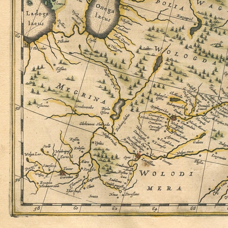 Ancient Map of Russia, 1650, Very Rare Mp, Beautiful Map, Fine ...
