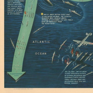 Old Map of North Sea, World War 2, Europe, 1944, Pictorial, Fine ...