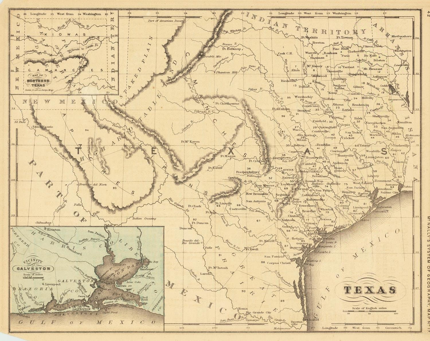 Old Map of Texas 1851 Antique Map Fine Reproduction Large | Etsy