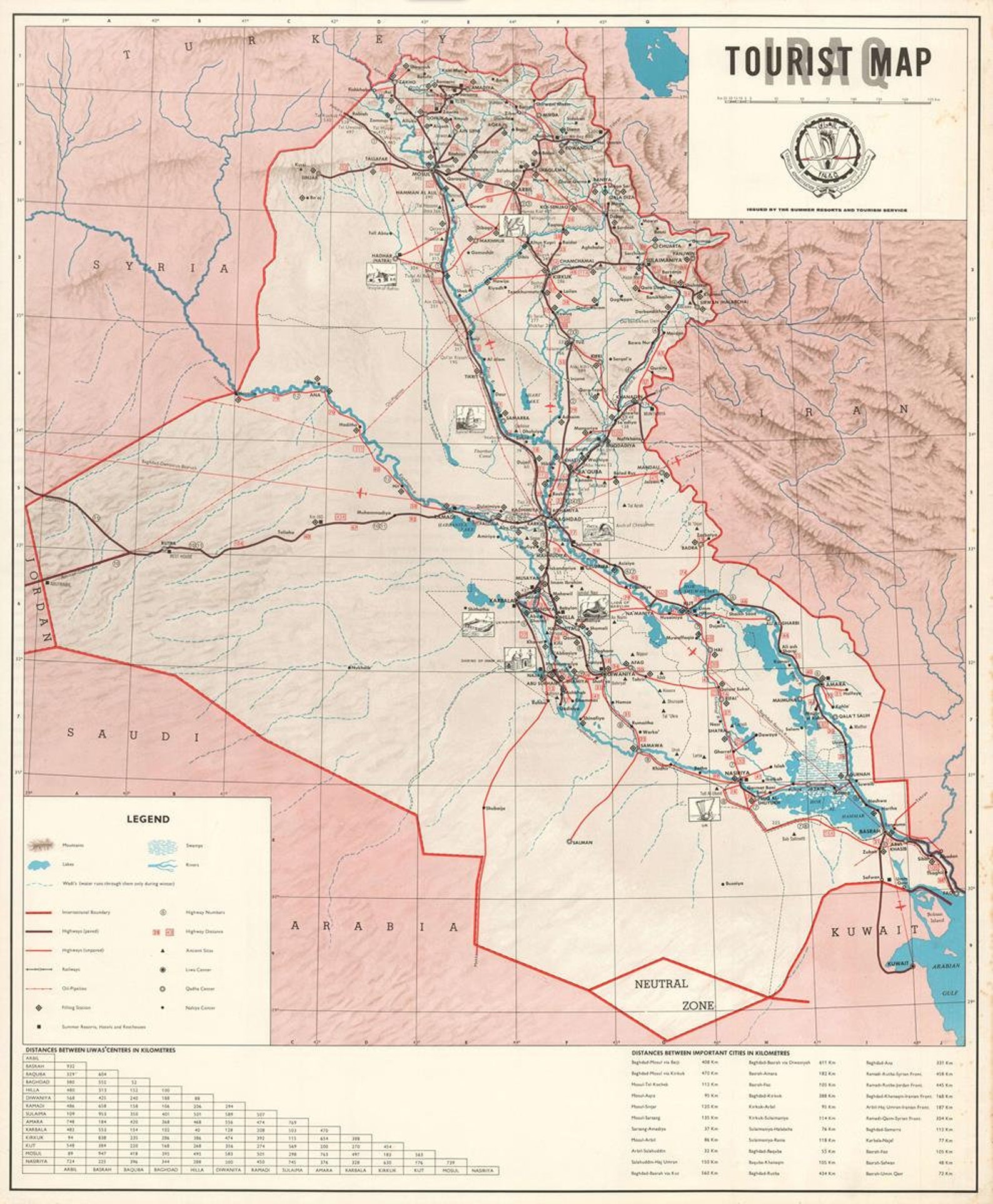 1972 Tourist Map of Iraq: Vintage Fine Art Print - Etsy