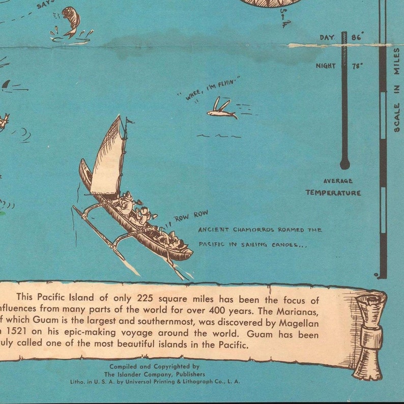 Old Map Of Guam Marianas Islands 19th Century Pictorial Etsy Canada