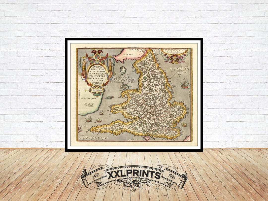 Ancient England Map Print: 1592 Reproduction, Fine Art Giclée - Etsy