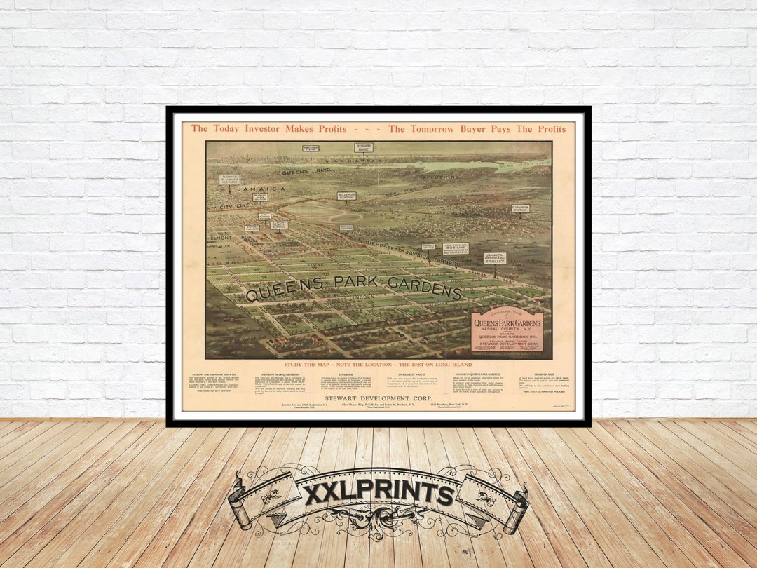 Queens Park Gardens Map Print: Elmont, New York, 1927 - Etsy