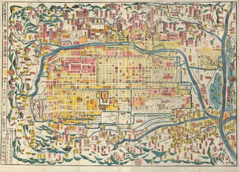 Kyoto Japan Old Map Print: 1863 Japanese Antique Decor - Etsy