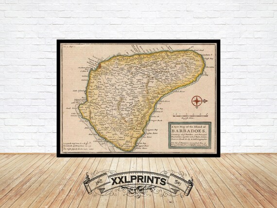 Antique Map of Barbados 1708 Very Rare Fine Reproduction | Etsy