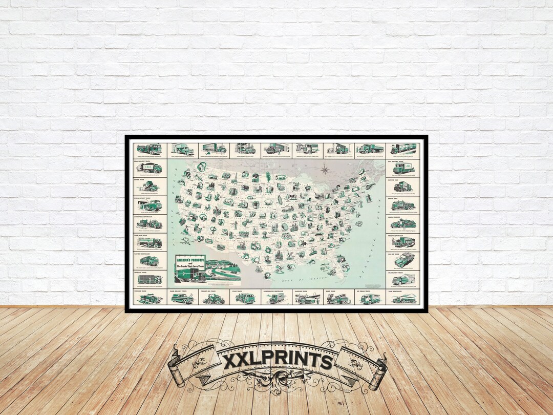 1958 United States Map Print: Vintage Americana Art - Etsy