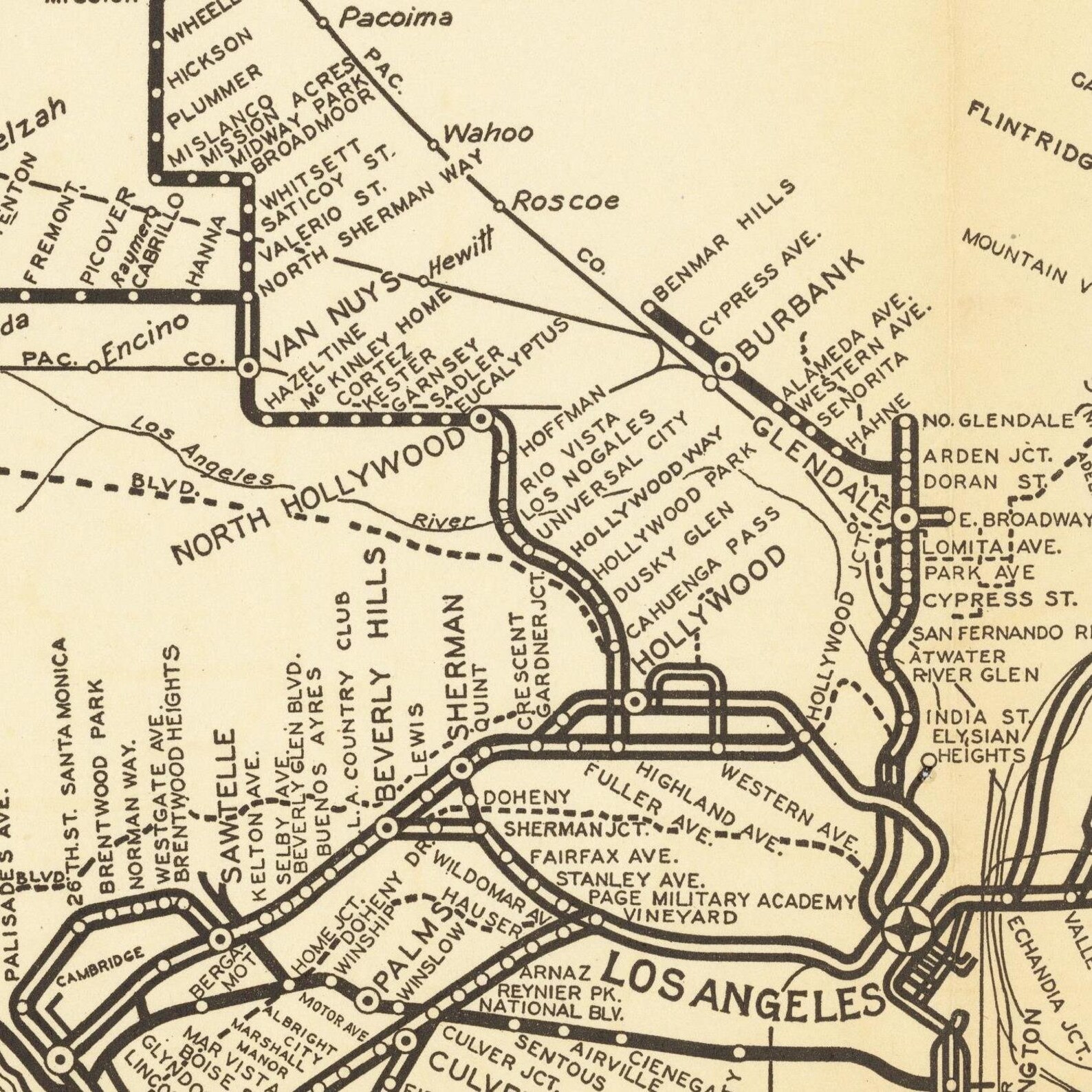 Old map of Pacific Electric RailwaySouthern | Etsy