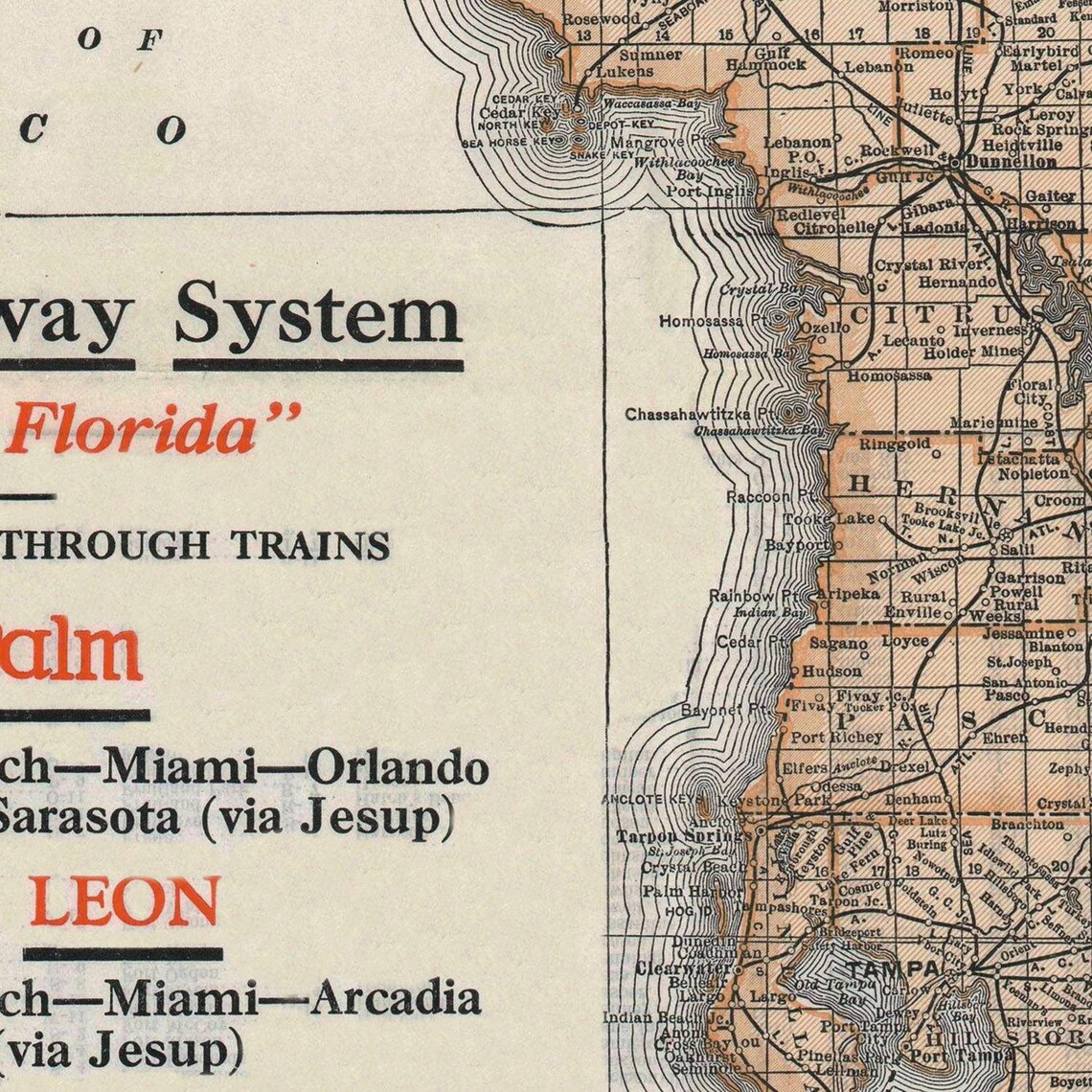 Old Railroad Map of Florida and the Southern Railway System - Etsy