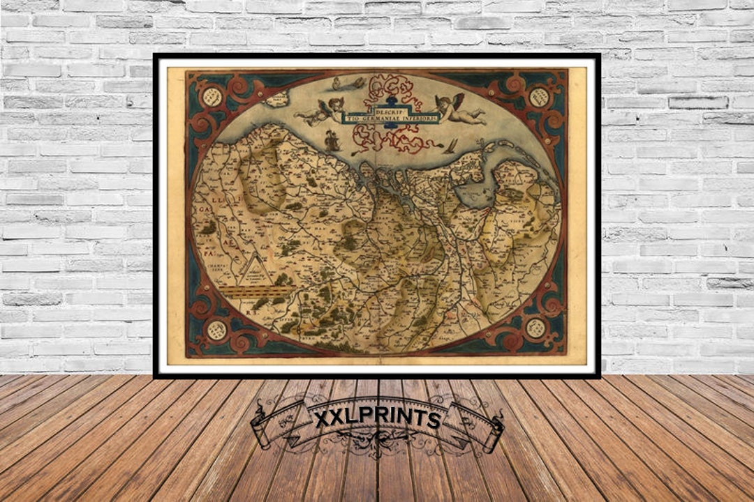 Antique Map of Germany, 14th Century, Extremely Rare Map, Fine ...