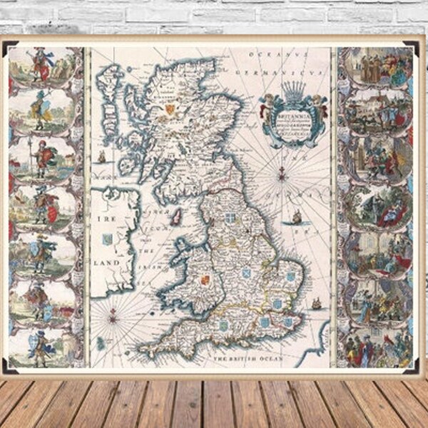 Antique Map of United Kingdom - Etsy UK