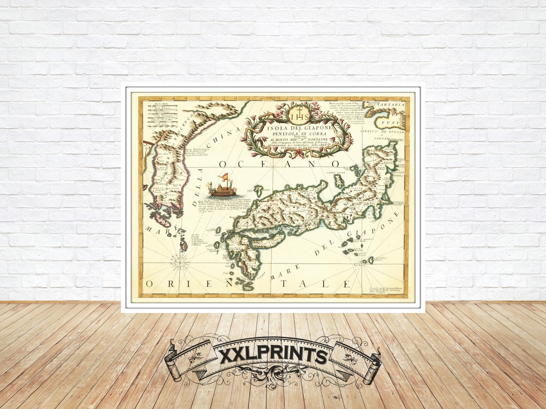Ancient Japan Map Print: 1690 Coronelli Reproduction - Etsy Canada