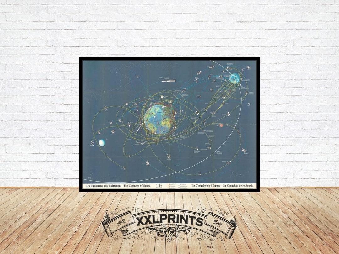 Antique Space Exploration Map Print: 19th Century Fine Art Reproduction ...