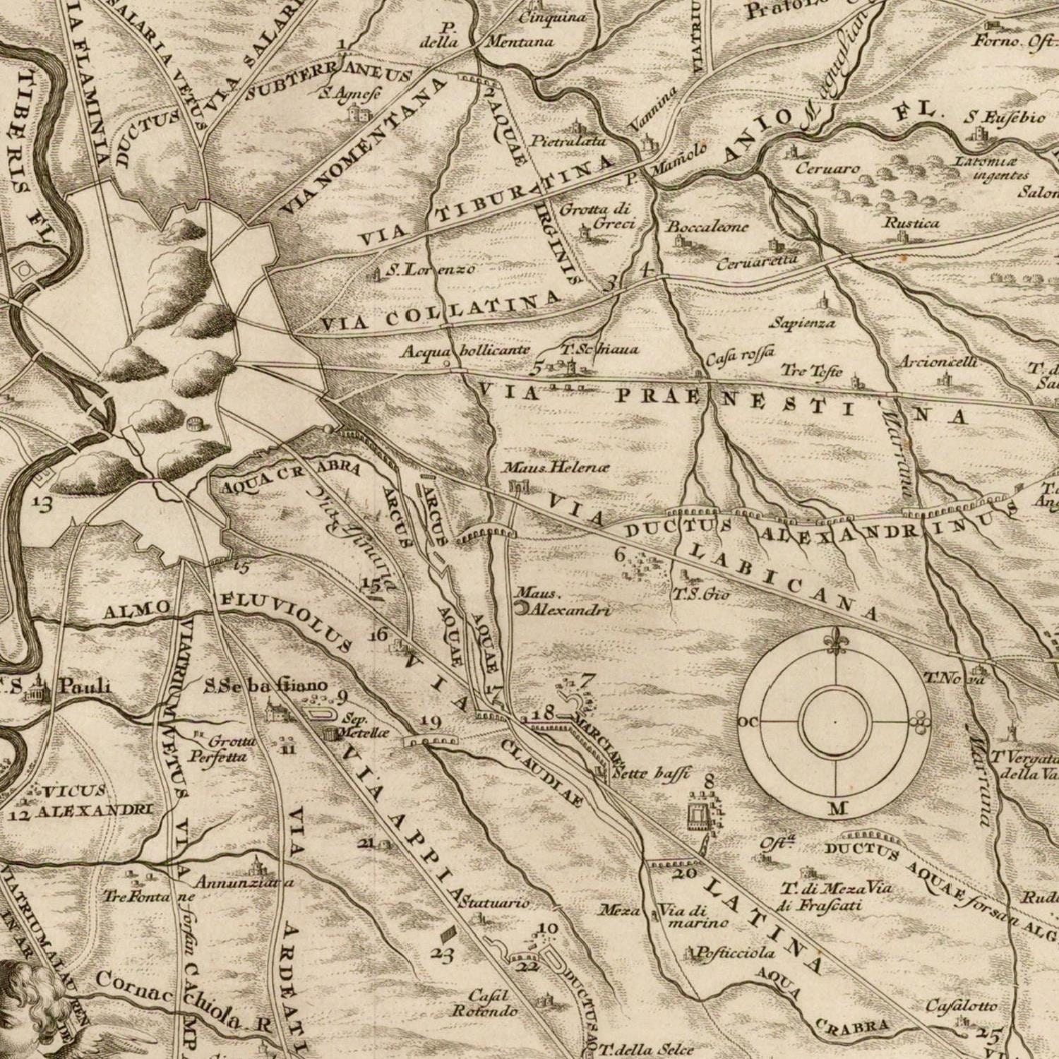 Antique Rome Map Print: 1704 Water Supply Viaduct - Etsy