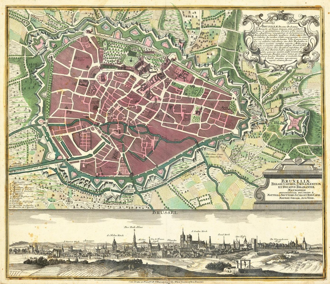 Antique Brussels Map Print: 1730 City Plan Reproduction - Etsy