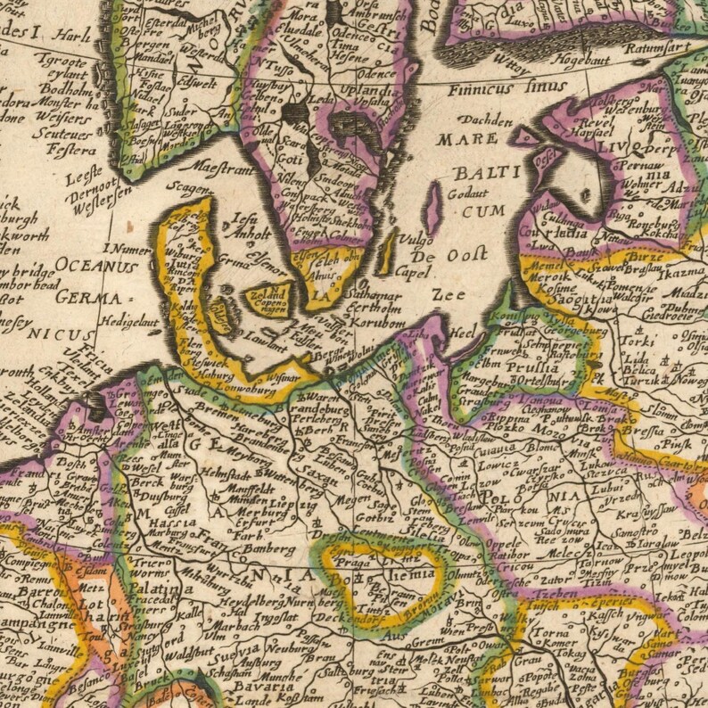 Old Map of Europe 1659 4 Continents Set Map Ancient Fine | Etsy