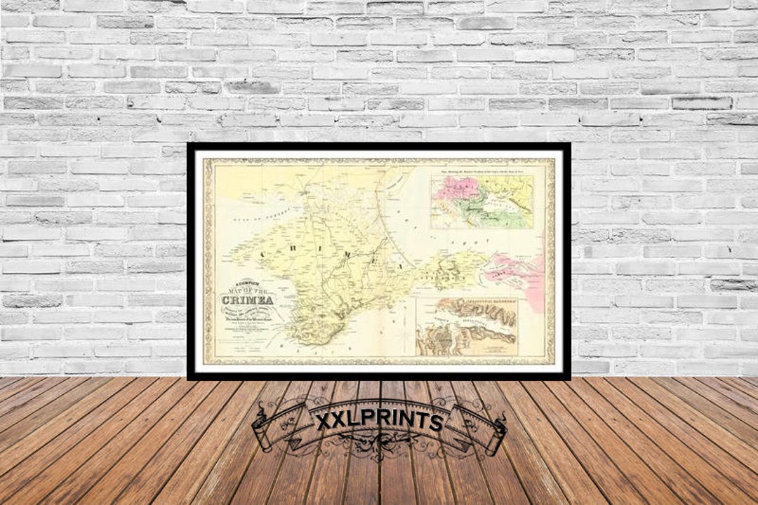 Old Map of Crimea, 1857, Rare Map, Fine Reproduction, Large Map, Fine ...