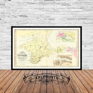 Old Map of Crimea, 1857, Rare Map, Fine Reproduction, Large Map, Fine ...