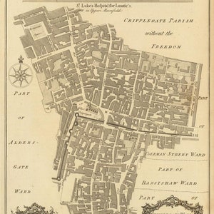 Old Map of Cripplegate,hony Lane Market,st Laurences,maiden Lane,st ...